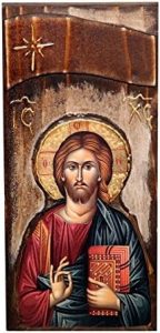 Handmade Greek Christian Orthodox Wood Icon of Jesus Christ / N18L ...