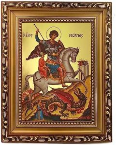 Saint St George Icon Authentic Greek Orthodox Byzantine Icon Gold ...