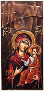Handmade Greek Christian Orthodox Wood Icon of Jesus Christ and Virgin ...